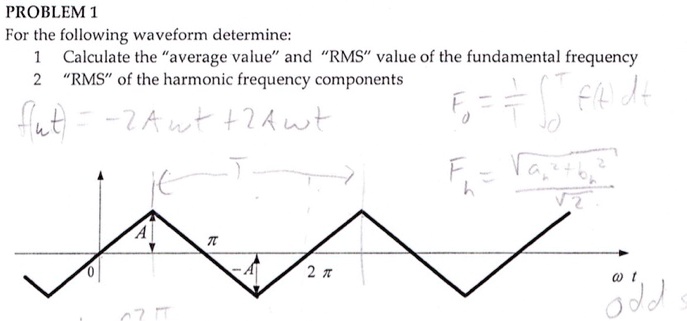 PROBLEM 1 For the following waveform determine: 1 Calculate the äverage valueänd R̈MSv̈alue of ...