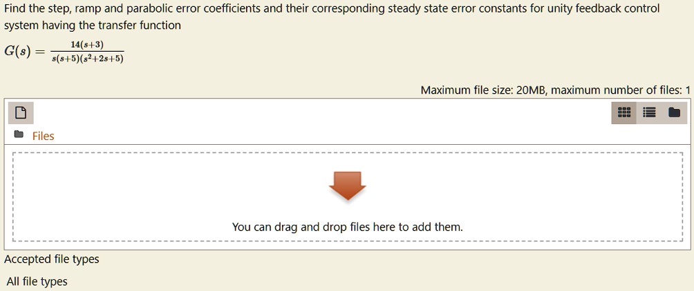SOLVED: Find the step, ramp, and parabolic error coefficients and their ...