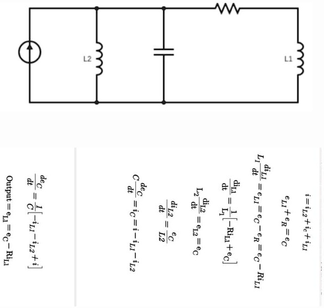 For the circuit with the following mathematical equations. Find the system transfer function, do ...