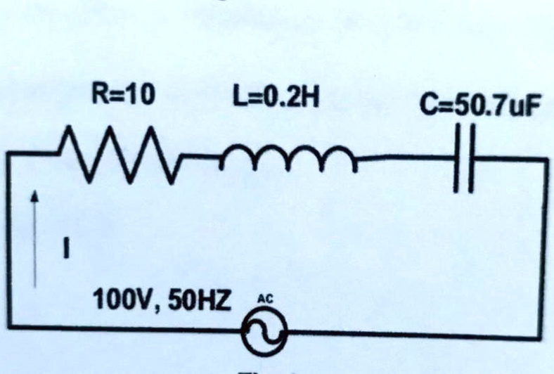 SOLVED: R.L.C. Series circuit is shown here in the figure below. - Calculate the current (I ...