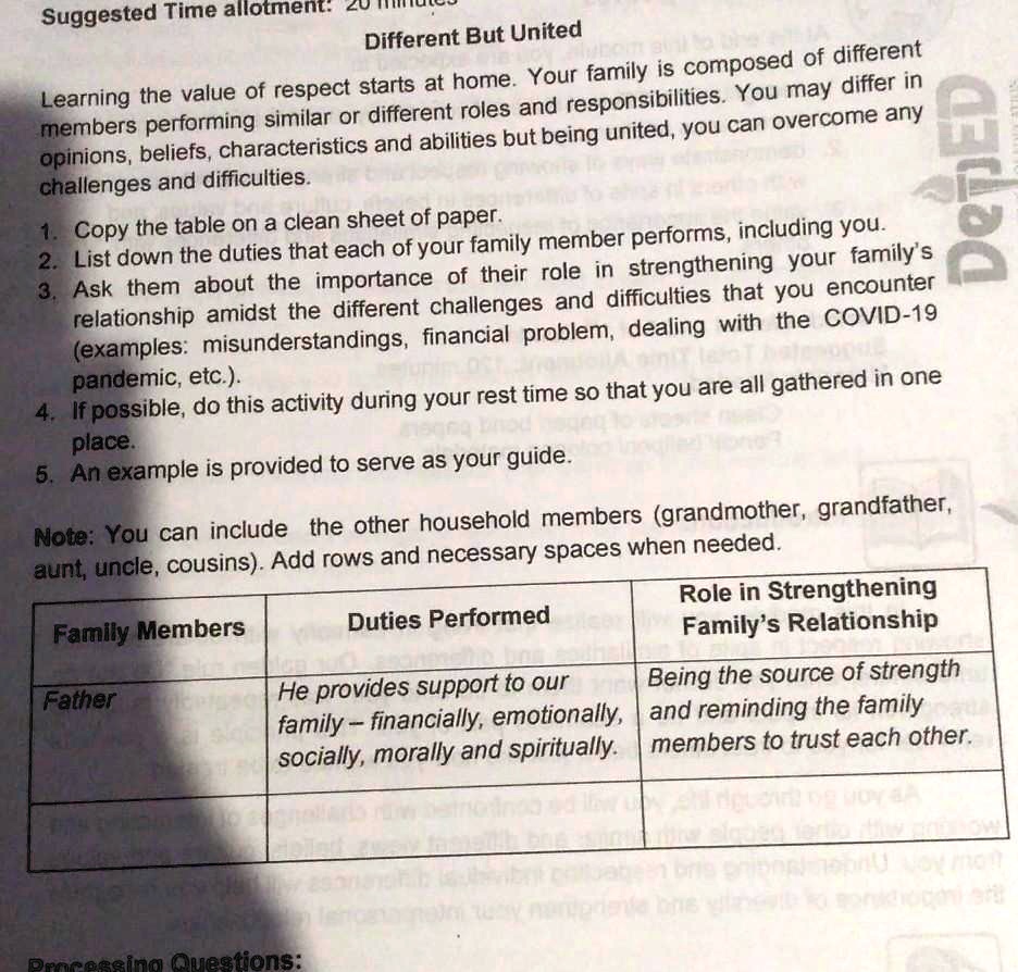 SOLVED: "Different But United Learning the value of respect starts at ...