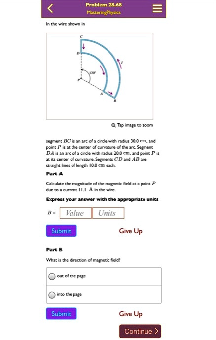 SOLVED: Problem 28.68 MasteringPhysics: In the wire shown in the image, segment BC is an arc of ...