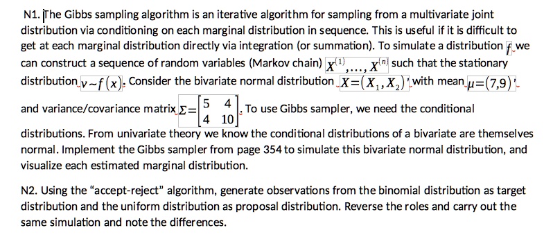 Solvedn1 Fhe Gibbs Sampling Algorithm Is An Iterative Algorithm For Sampling From Multivariate