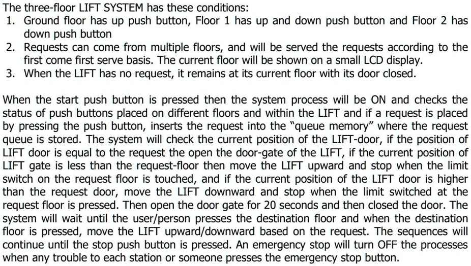 SOLVED: The three-floor LIFTSYSTEM has these conditions: 1. Ground ...