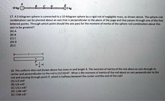j0g 8s1 17 a 5 kilogram sphere connectedto 10 kilogram sphere by a ...