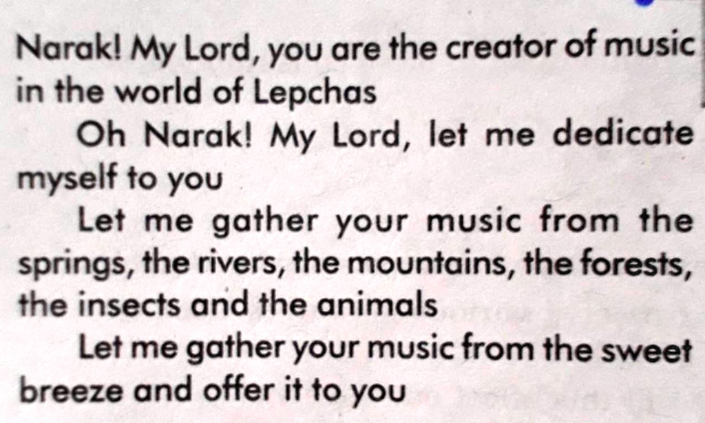 can anyone explain what has the lepcha folk song to do with forest and ...