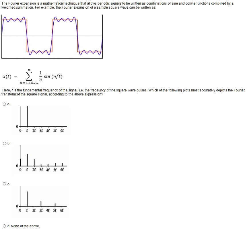 SOLVED: The Fourier expansion is a mathematical technique that allows ...