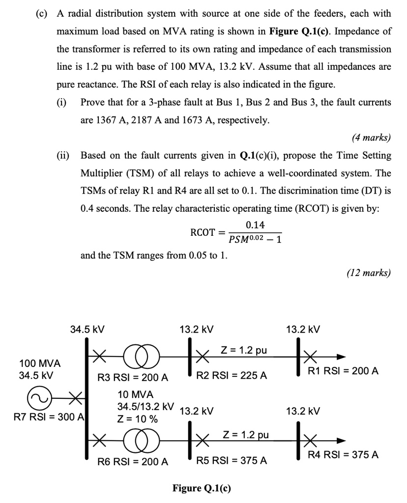 SOLVED: (c) A radial distribution system with source at one side of the feeders, each with ...
