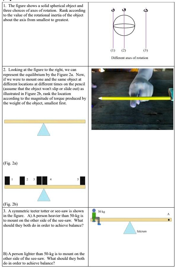SOLVED: The figure shows solid spherical object and threc choices ofaxes of rotation. Rank ...