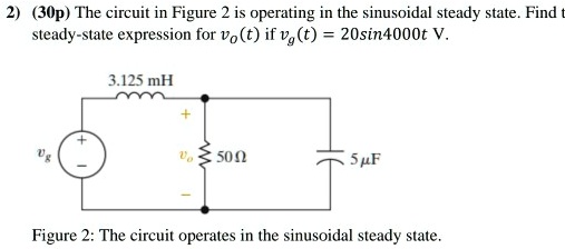 SOLVED: The circuit in Figure 2 is operating in the sinusoidal steady state. Find steady-state ...