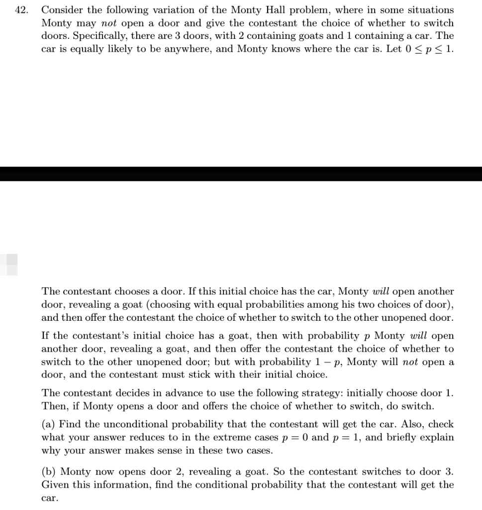 SOLVED: Consider the following variation of the Monty Hall problem ...