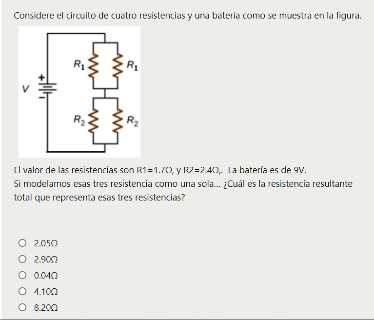 SOLVED: Consider the circuit of four resistors and a battery as shown ...