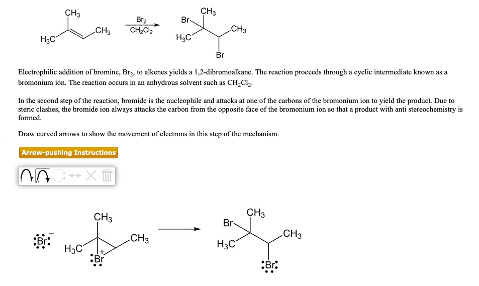 SOLVED: CH3 CH3 H3C Br2 CHCl2 CH3 CH3 H3C Electrophilic addition of ...