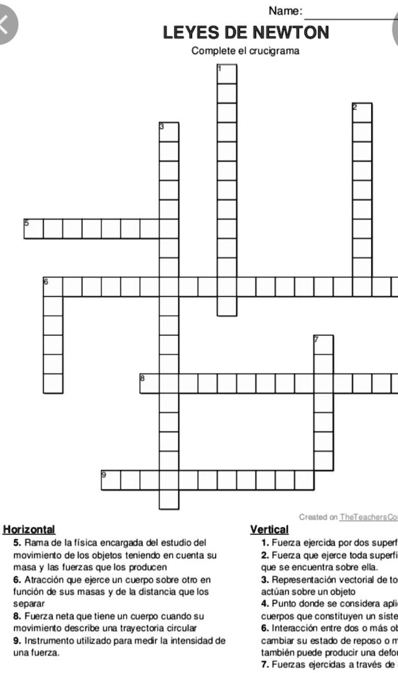 SOLVED: Alguien me puede ayudar a rezolver este crucigrama de leyes de ...