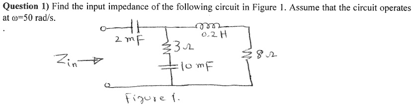 Question 1) Find the input impedance of the following circuit in Figure 1. Assume that the ...