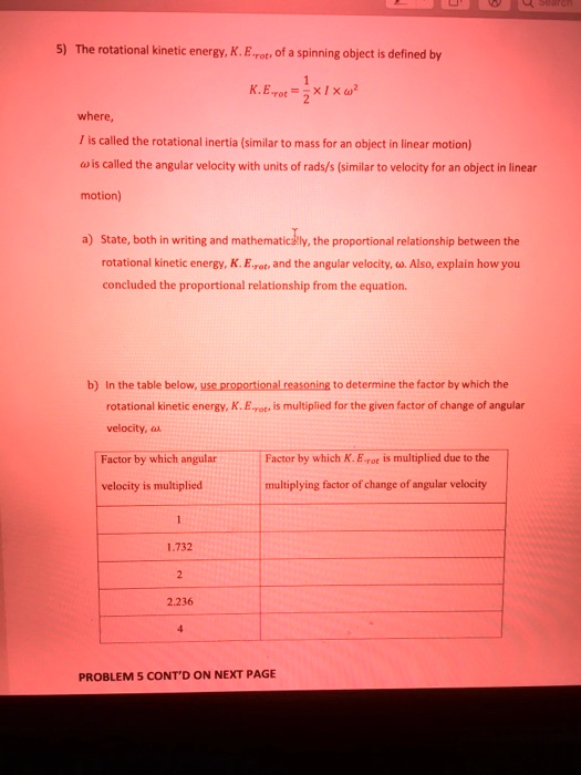 the rotational kinetic energy spinning object defined by ke rot xixu ...