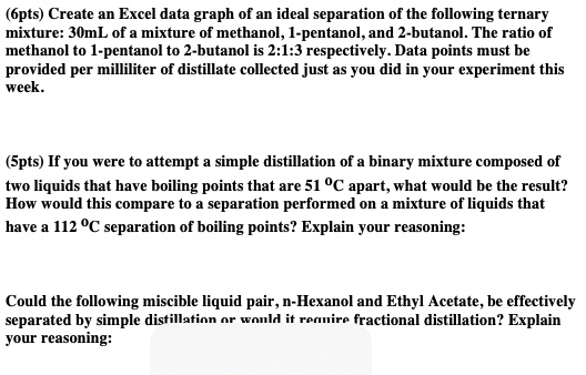 Create An Excel Data Graph Of An Ideal Separation Of The Following