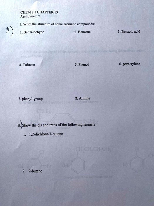 chem 81 chapter 13 assigrment write the structure of some aromatic ...