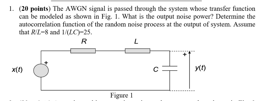 SOLVED: 1. (20 points) The AWGN signal is passed through the system ...