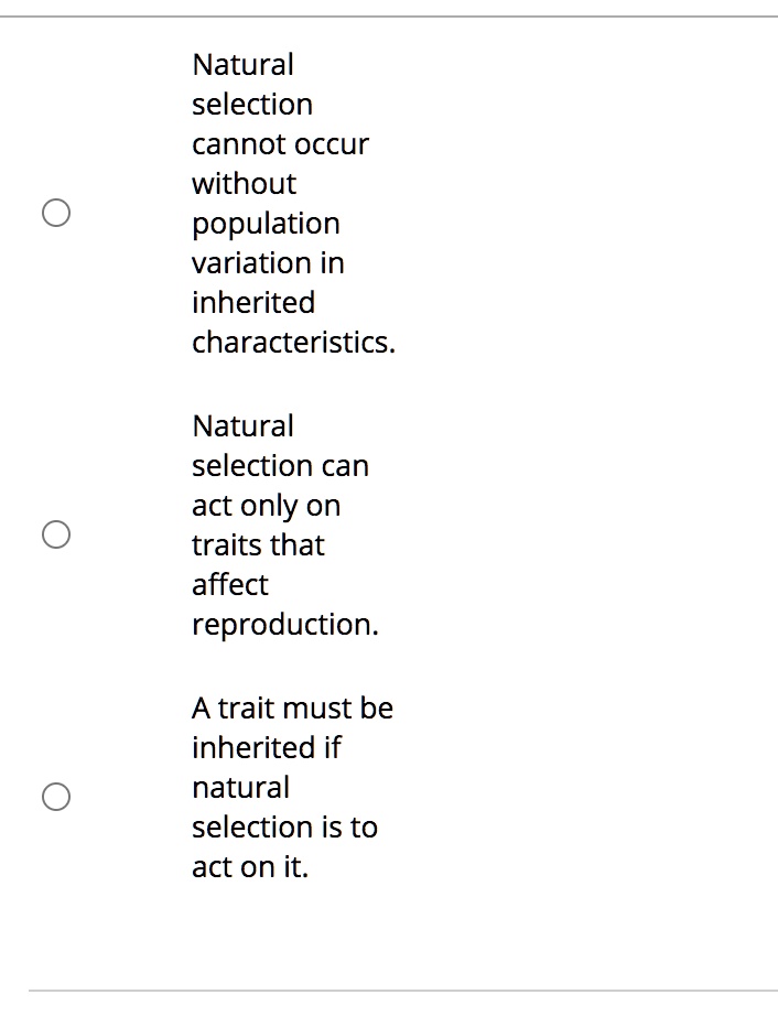 natural selection cannot occur without population variation in ...