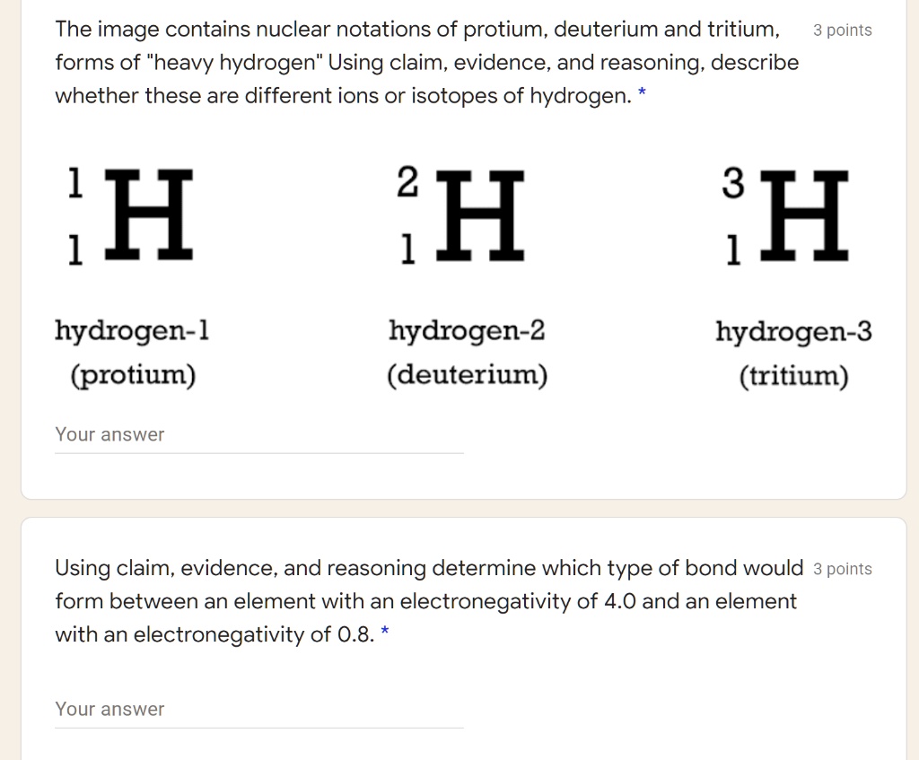 the image contains nuclear notations of protium deuterium and tritium 3 ...