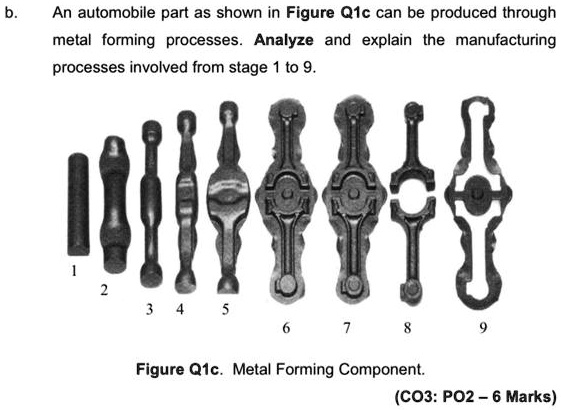 b. An automobile part as shown in Figure Q1c can be produced through ...