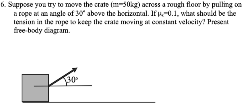 6 suppose you try to move the crate m s0kg across a rough floor by pulling on rope at an angle ...