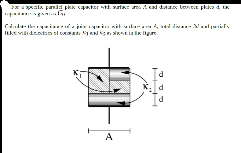 SOLVED: For specific parallel plate capacitor with surface area A and ...