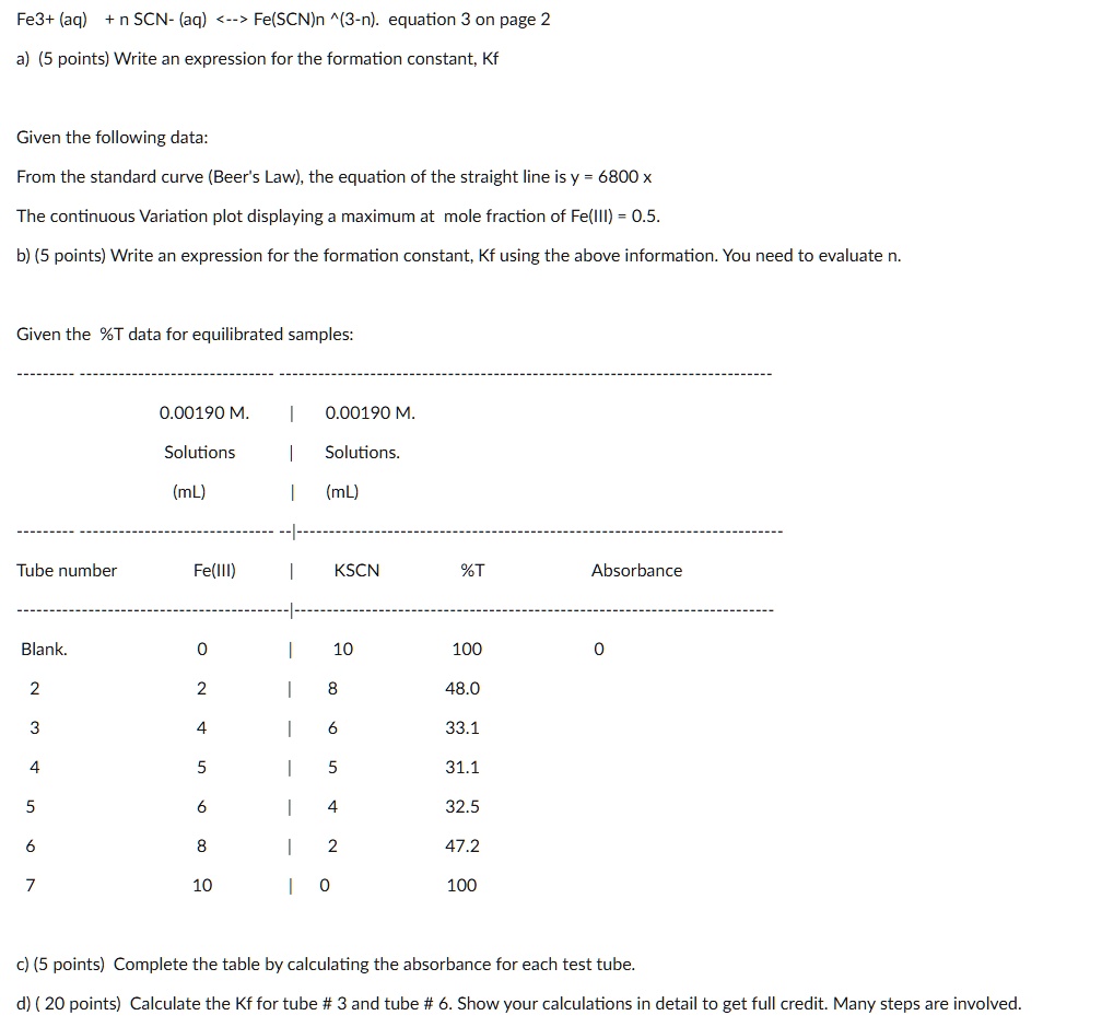 fe3 aq scn aq 4 7 fescnjn 3 n equation 3 on page 2 a 5 points write an ...