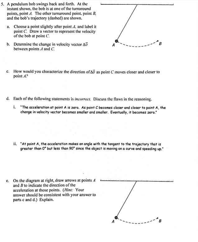 SOLVED: pendulumn bob swings back and forth. Al the instant shown; the ...