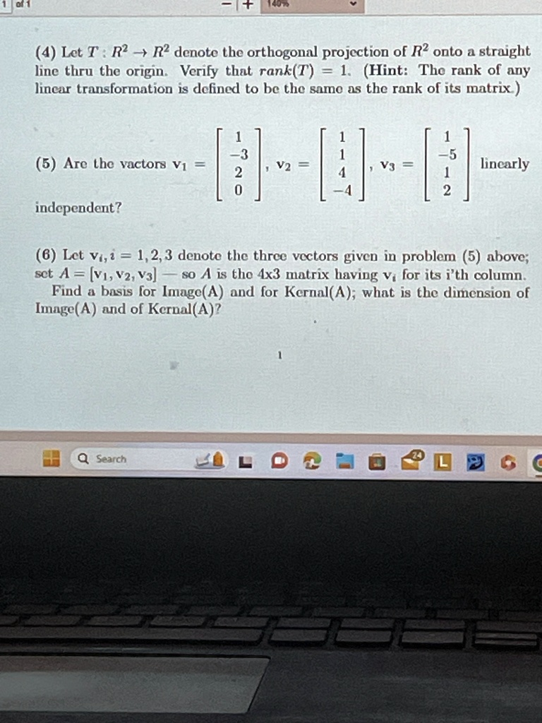 texts 4 let t r2 r2 denote the orthogonal projection of r onto a straight line through the ...