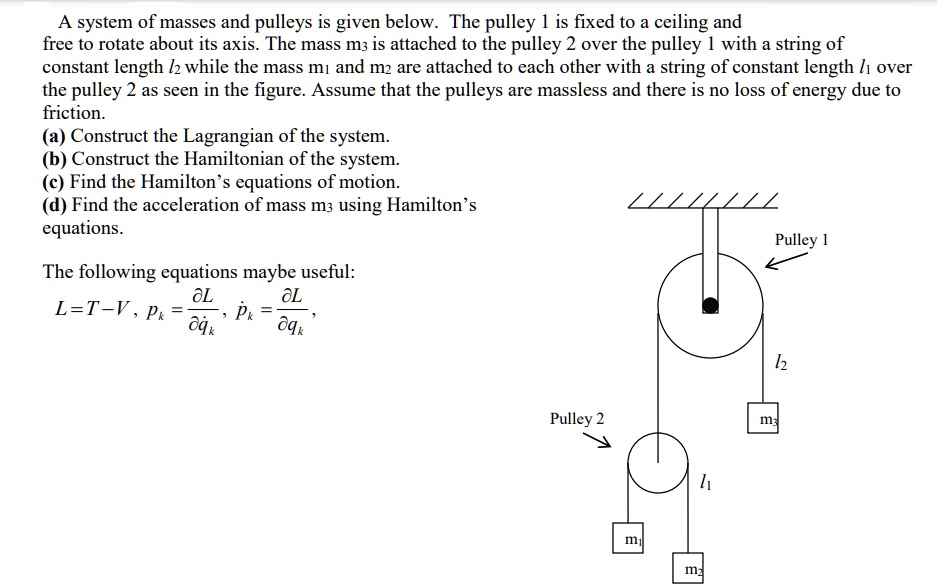 Classical Mechanics A system of masses and pulleys is given below. The ...