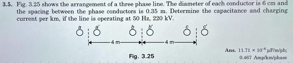 3.5. Fig. 3.25 shows the arrangement of a three phase line. The ...