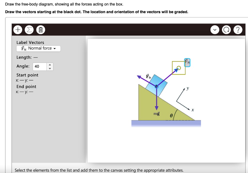 SOLVED: Draw the free-body diagram, showing all the forces acting on ...
