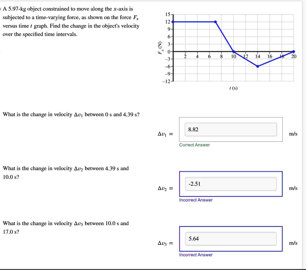 [GET ANSWER] a 597 kg object constrained to move along the x axis is subjected to a time varying ...