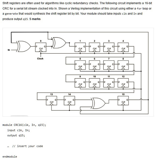 Solved Shift Registers Are Often Used For Algorithms Like Cyclic Redundancy Checks The 