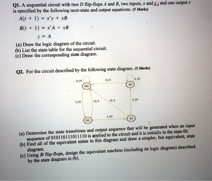 Q1 A Sequential Circuit With Two D Flip Flops A And B Two Inputs X And Y And One Output Z Is