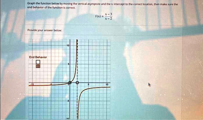 SOLVED: Graph the function below by moving the vertical asymptote and the x intercept to the ...