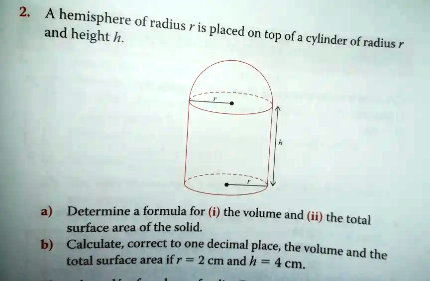 Surface Area Of A Hemisphere On Top Of A Cylinder