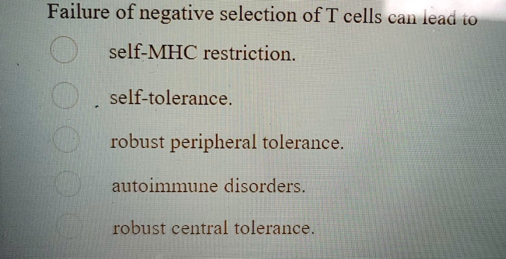 Failure of negative selection of T cells can lead to self-MHC ...