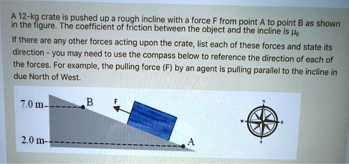 SOLVED: 112-8ure: In the crate, pushed up a rough incline with a force ...