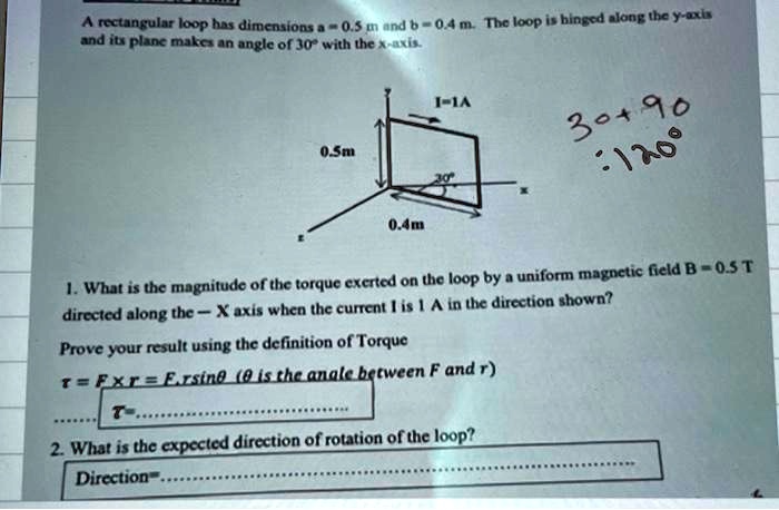 SOLVED: Texts: and its plane makes an angle of 30° with the x-axis. 30° + 90° = 120° 0.5n 0.4m 1 ...