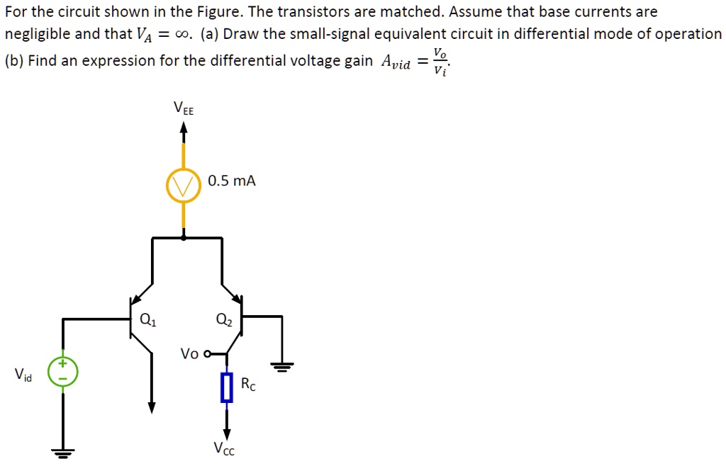 For the circuit shown in the Figure. The transistors are matched. Assume that base currents are ...