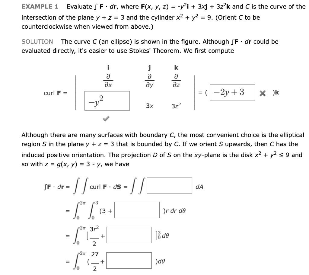 SOLVED: EXAMPLE 1 Evaluate f F dr, where F(x, Y, 2) y2i + 3xj + 3z2k ...