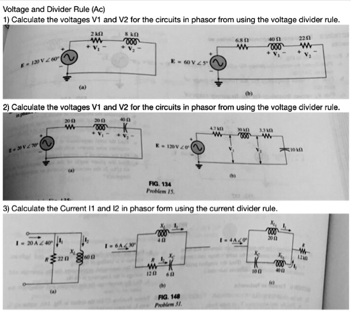 SOLVED: Voltage and Current Divider Rule (AC) Calculate the voltages V1 and V2 for the circuits ...