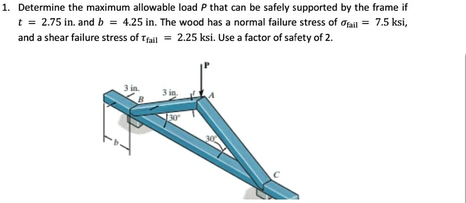 SOLVED: Determine the maximum allowable load P that can be safely supported by the frame if t ...