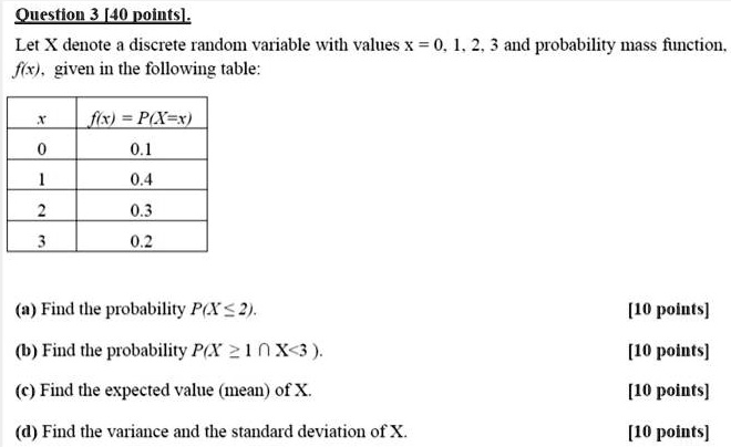 Solved Text Question 3 Lq Points Let X Denote A Discrete Random 6317