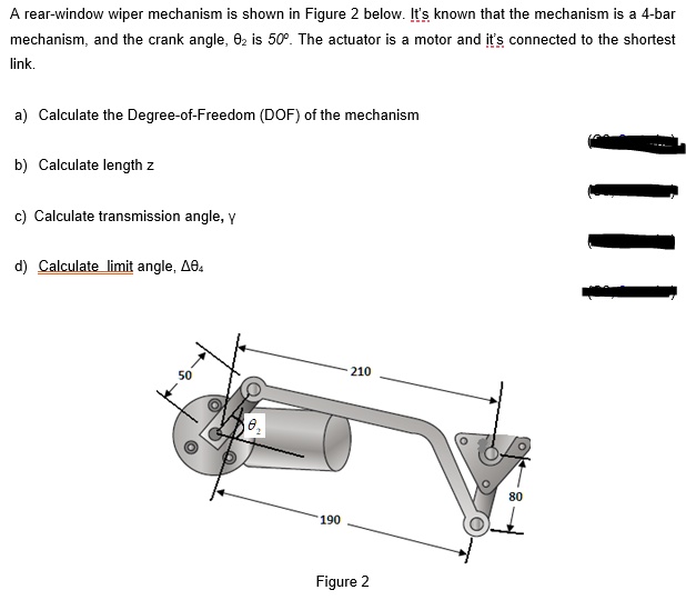 SOLVED: A rear-window wiper mechanism is shown in Figure 2 below. It is ...