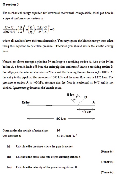 SOLVED: Question 5 The mechanical energy equation for horizontal ...