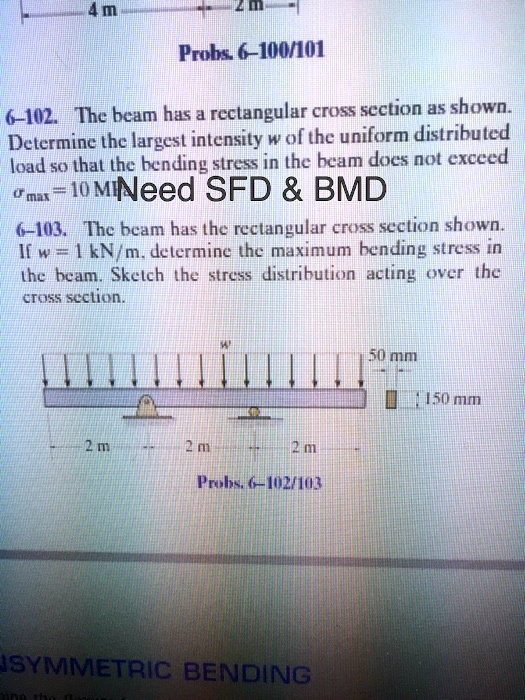 SOLVED: Text: 4m Probs. 6-100/101-102. The beam has a rectangular cross section as shown ...